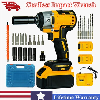 21V Cordless Impact Wrench Brushless 680Nm High Torque Power Tool w/ 2 ...