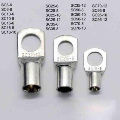 Non Insulated Stud Hole Copper Cable Lug Connecting Terminal 24-Size SC ...
