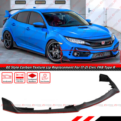 2017-2021 Honda Civic Type-R FK8 OE Style Textured Front Bumper Lip ...