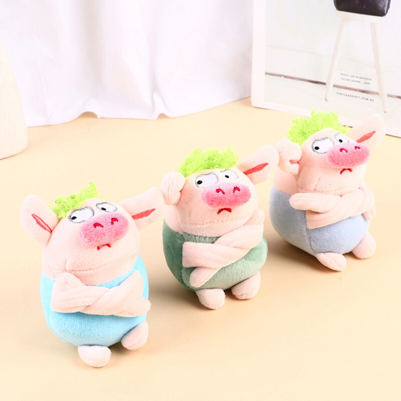 1Pc Green Angry Pig Soft Plush Doll Toy Plush Stuffed Keychain Pendant ...