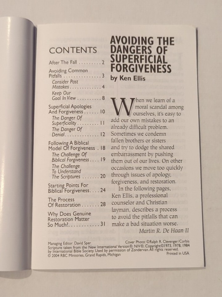 Avoiding the Dangers of Superficial Forgiveness: Ken Ellis (2004 ...