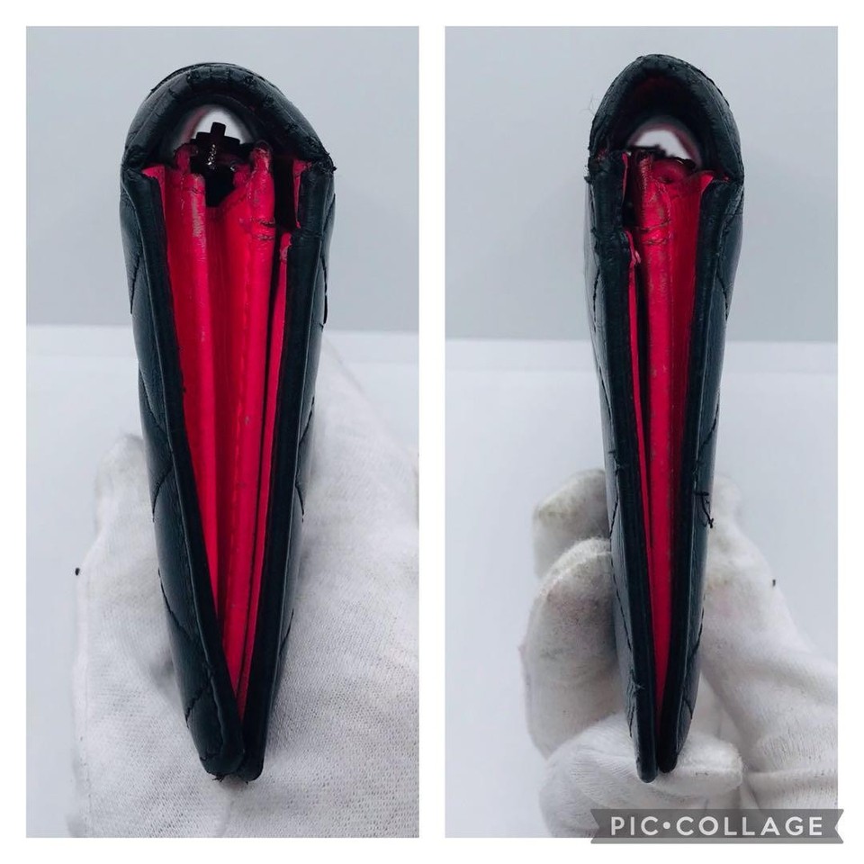 CHANEL Cambon Line Matelass Long Wallet Lambskin Coco Mark Black | eBay