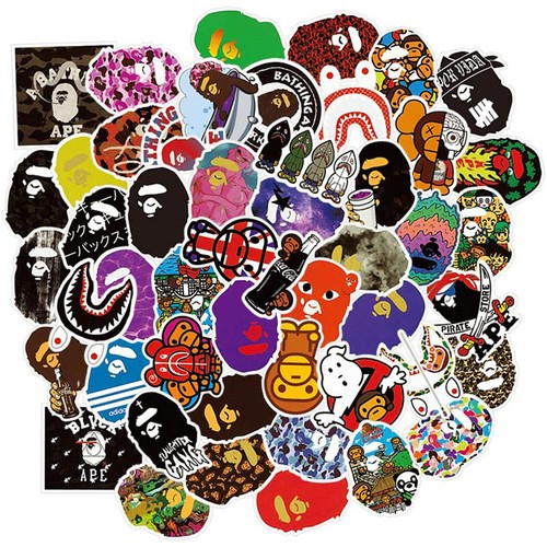 50Pcs Hypebeast BAPE Stickers Pack Bomb Vinyl Skateboard Guitar Luggage ...