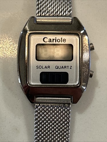 Vintage Cariole Digital LED, LCD Wristwatch Sliver Tone Solar Quartz | eBay