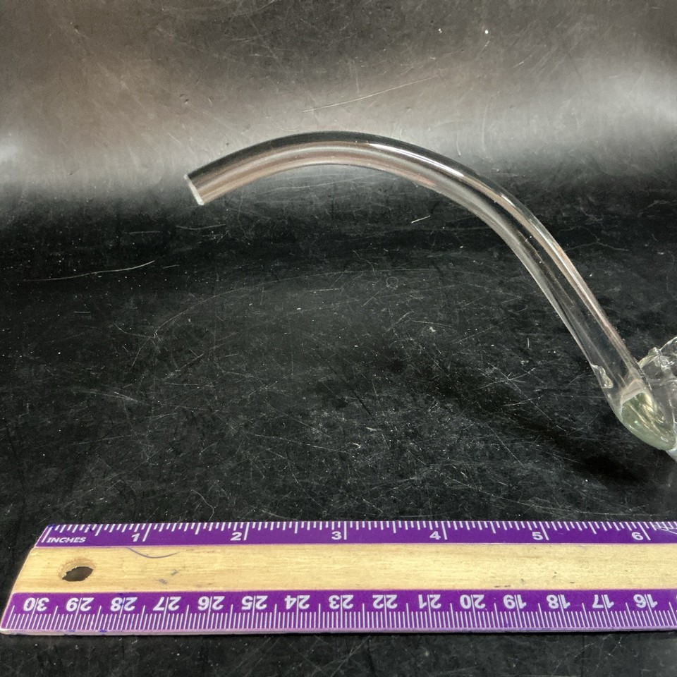 Vtg Hand Blown Ladle Clear Glass Punch Bowl Double Pour Spout Curved ...