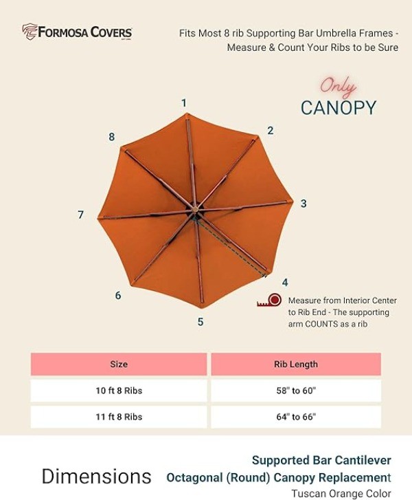 Covers Cantilever Umbrella Replacement Canopy TOP ONLY for 11 Foot 8 ...