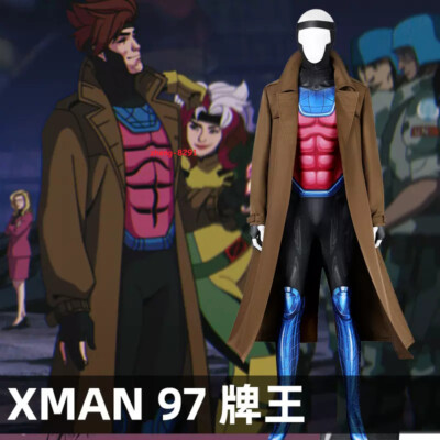 Anime X-Men '97 Gambit Jumpsuit Suit Halloween Costume Cosplay Bodysuit ...