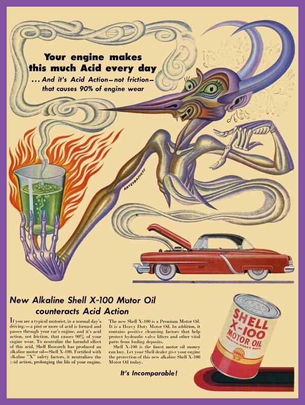 1952 Shell Oil Company New Metal Sign: X-100 Motor Oil Can Pictured | eBay