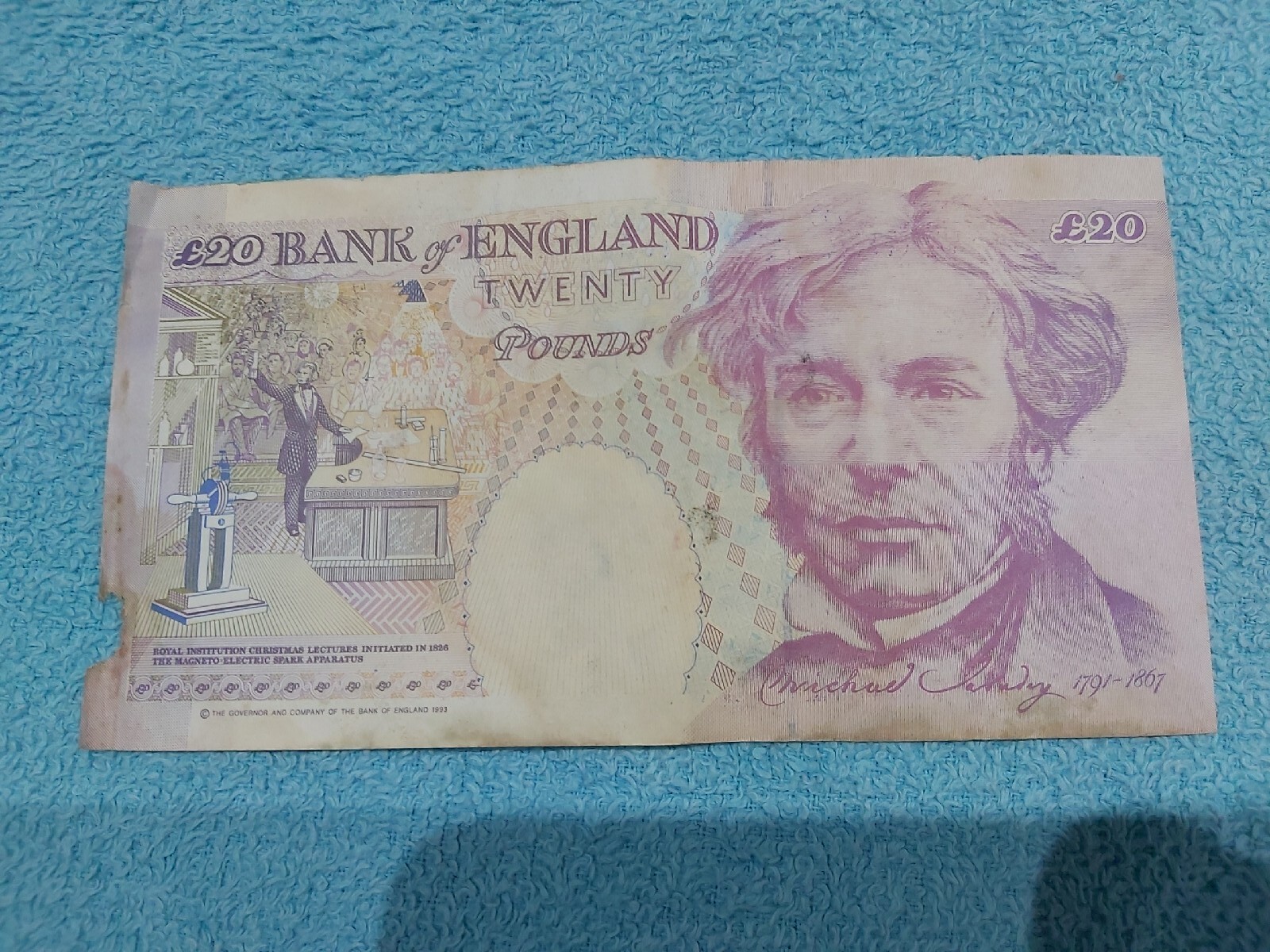 Rare Old £20 Twenty Pound Note Circulated condition Kentfield/Faraday ...