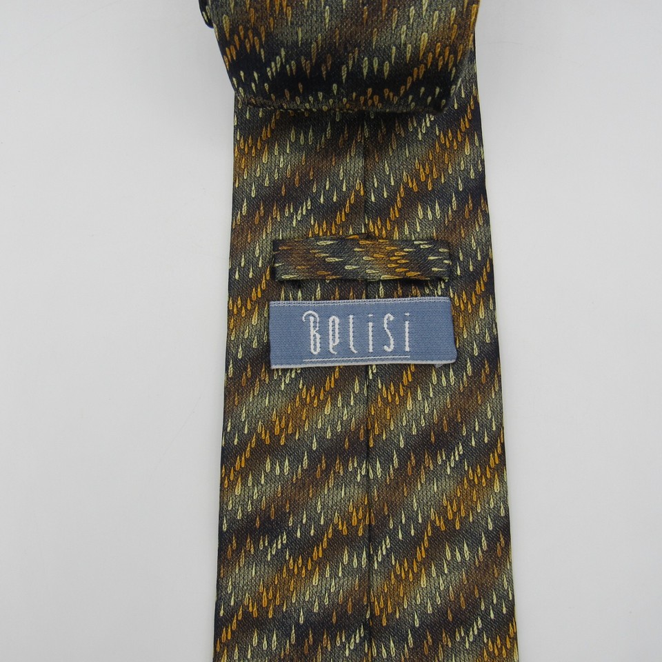 Belisi Mens Tie 100% Silk Handmade Necktie Orange Black Retro Look Fall ...