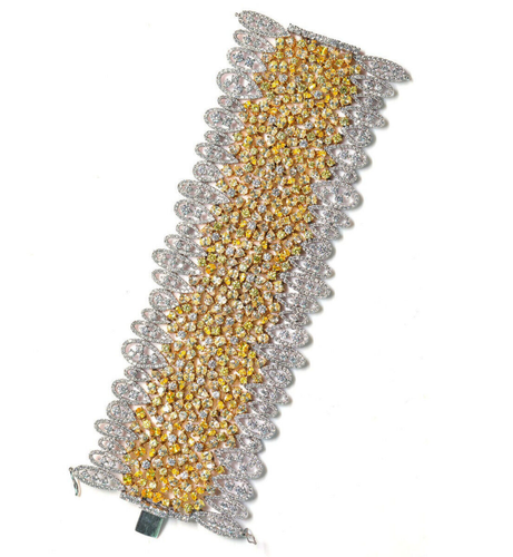 Cluster Set Yellow Statement Bracelet 925 Sterling Silver High End ...