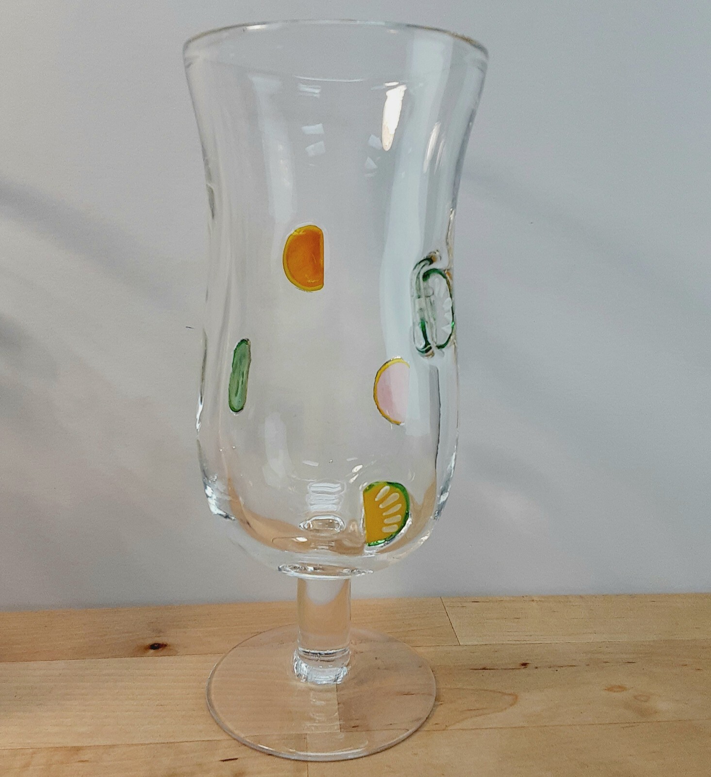Artland Hand-Blown Lemon Hurricane Glasses With Applied Lemon Slices ...