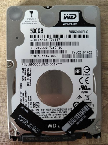 WESTERN DIGITAL BLACK HP 500GB WD5000LPLX-66ZNTT0 805754-001 745135-001 ...