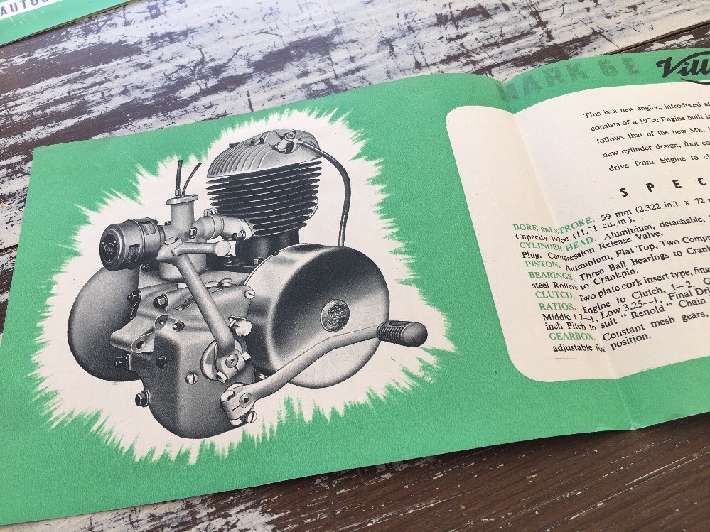 Villiers moteur 197 cc Mark 6E moto prospectus brochure catalogue ...