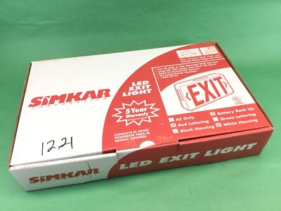 Simkar LED Exit Sign Red Letters Arrows Double Sided Battery Backup ...
