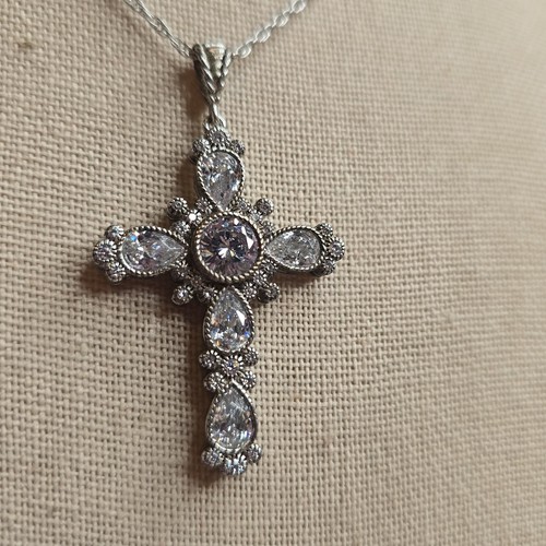 Stauer Sterling Silver Cross Pendant Rhinestone Necklace | eBay