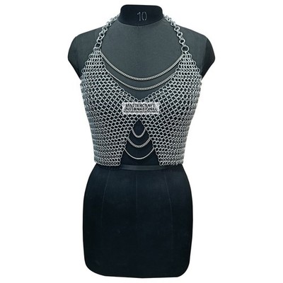 Aluminum Chainmail Top Medieval Butted Rings Armor LARP Cosplay Bikini ...