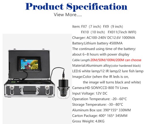 20M Underwater Fishing Video Camera Fish Finder 360 Degree Rotating ...