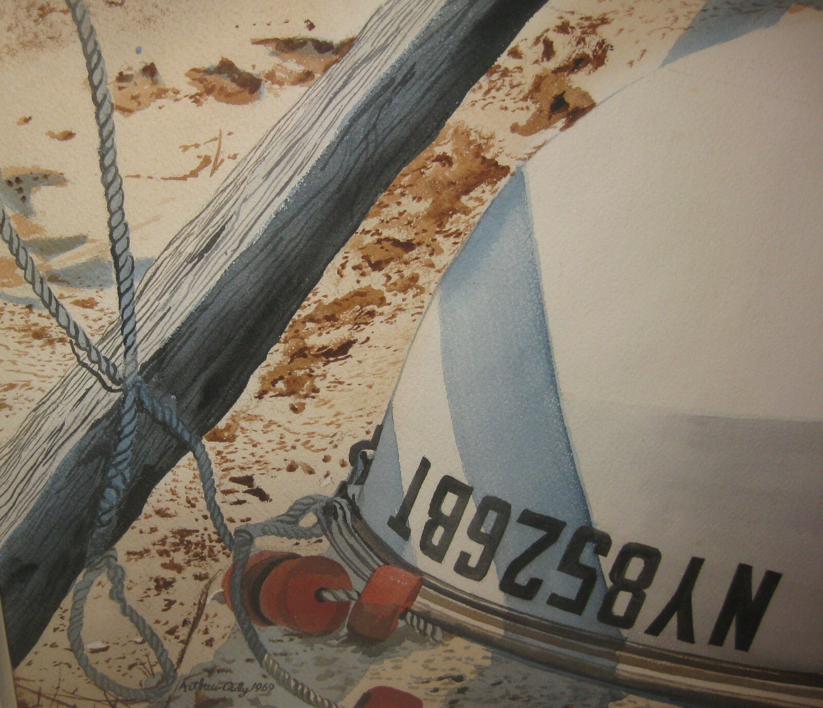 Vintage 1969 ARTHUR CADY 'End of the Day' BOATING Boat on the BEACH ...