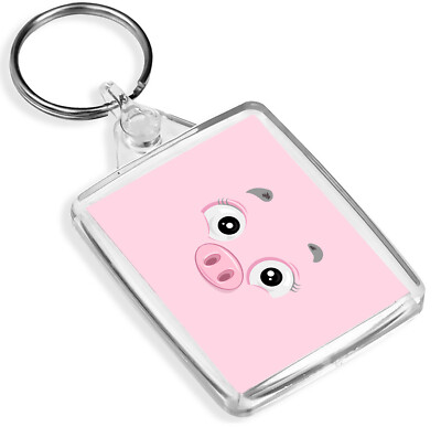 Cartoon Pig Face Keyring Pink Piglet Farm Farmer Animals Farming Gift ...