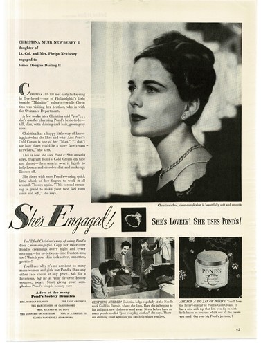 1945 Pond's Cold Cream Society Beauty Christina Muir Newberry II Print ...