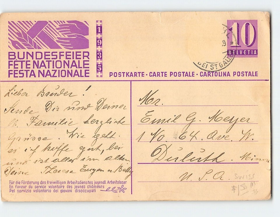 Postcard For the Promotion of Voluntary Work Service for Young People ...