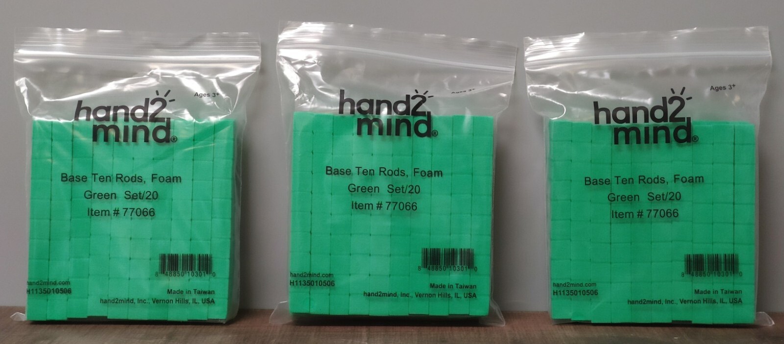 Hand 2 Mind Base Ten Rods Foam, Green Set Of 20 *Lot Of 3* | eBay
