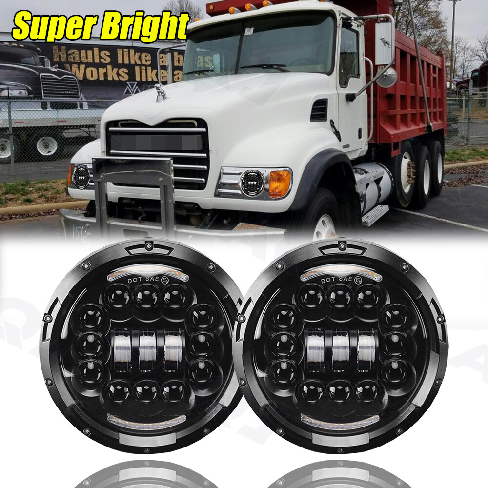 Pair Halo Led Headlights Hi/Lo Beam DRL Turn for Mack Granite CV713 ...