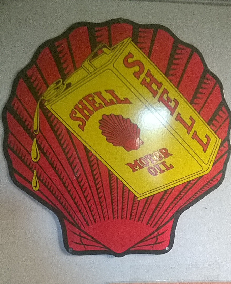 SHELL Muschel gewölbt Motor Oil,, Emailschild, | eBay.de