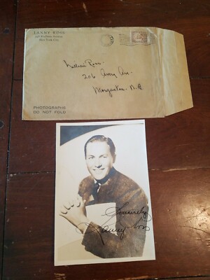 LANNY ROSS SIGNED PHOTO & ENVELOPE 1936 FAMOUS SINGER AUTOGRAPH RARE ...