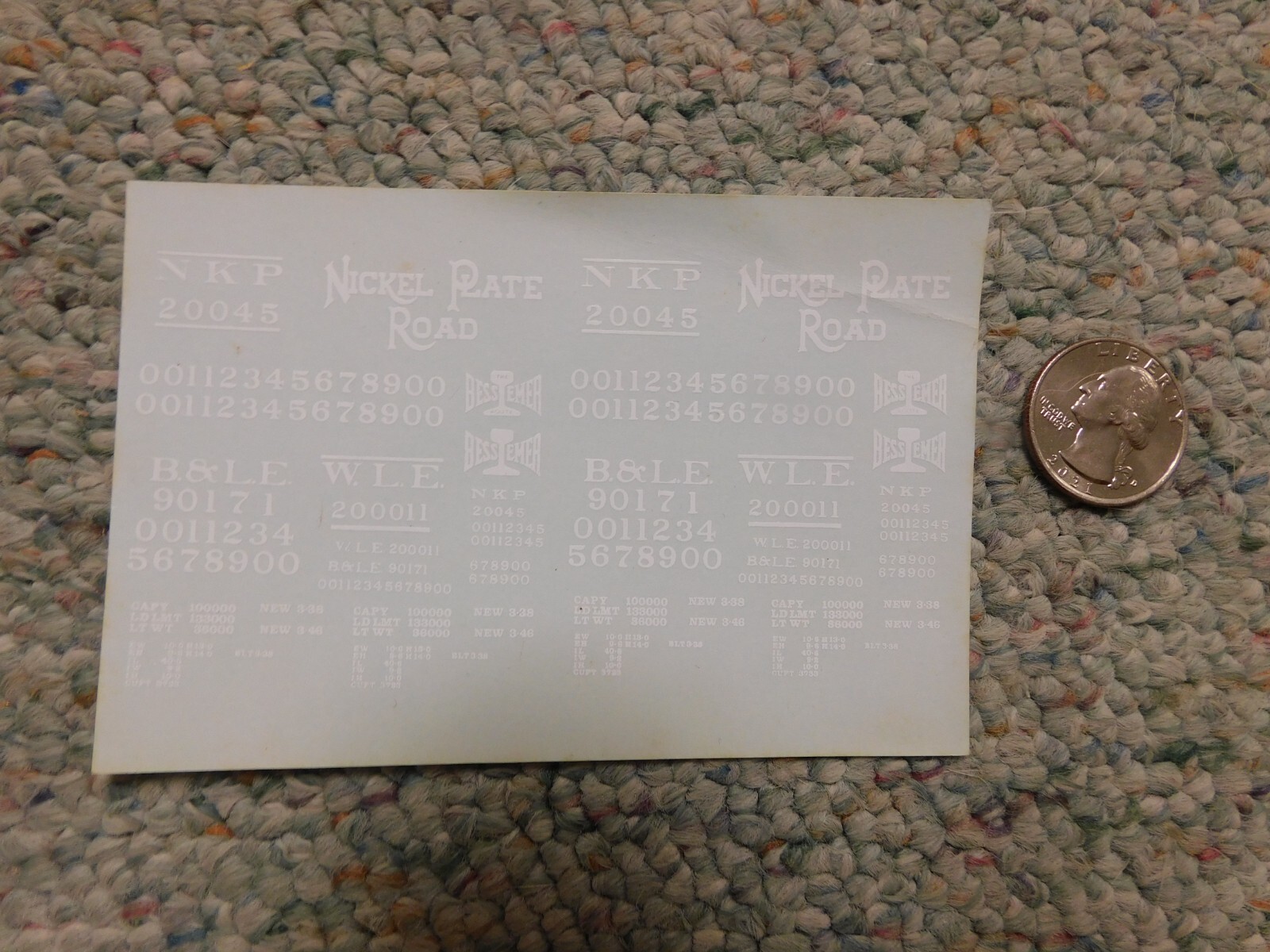 Microscale decals HO Custom Nickel Plate Road WLE BLE Bessemer white ...