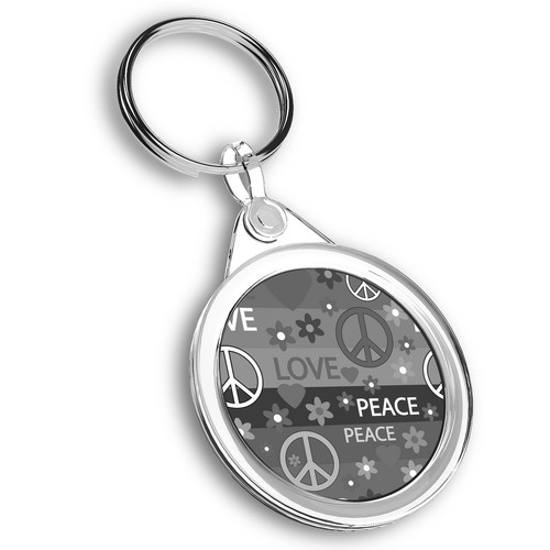 Keyring Circle - BW - Peace Love Hearts Rainbow Flag #40179 | eBay