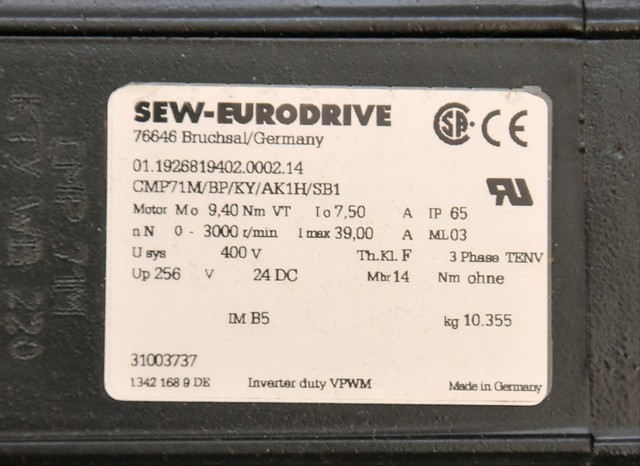 SEW EURODRIVE Flanschmotor mit Haltebremse Reihe CMP Typ CMP71M/BP/KY ...