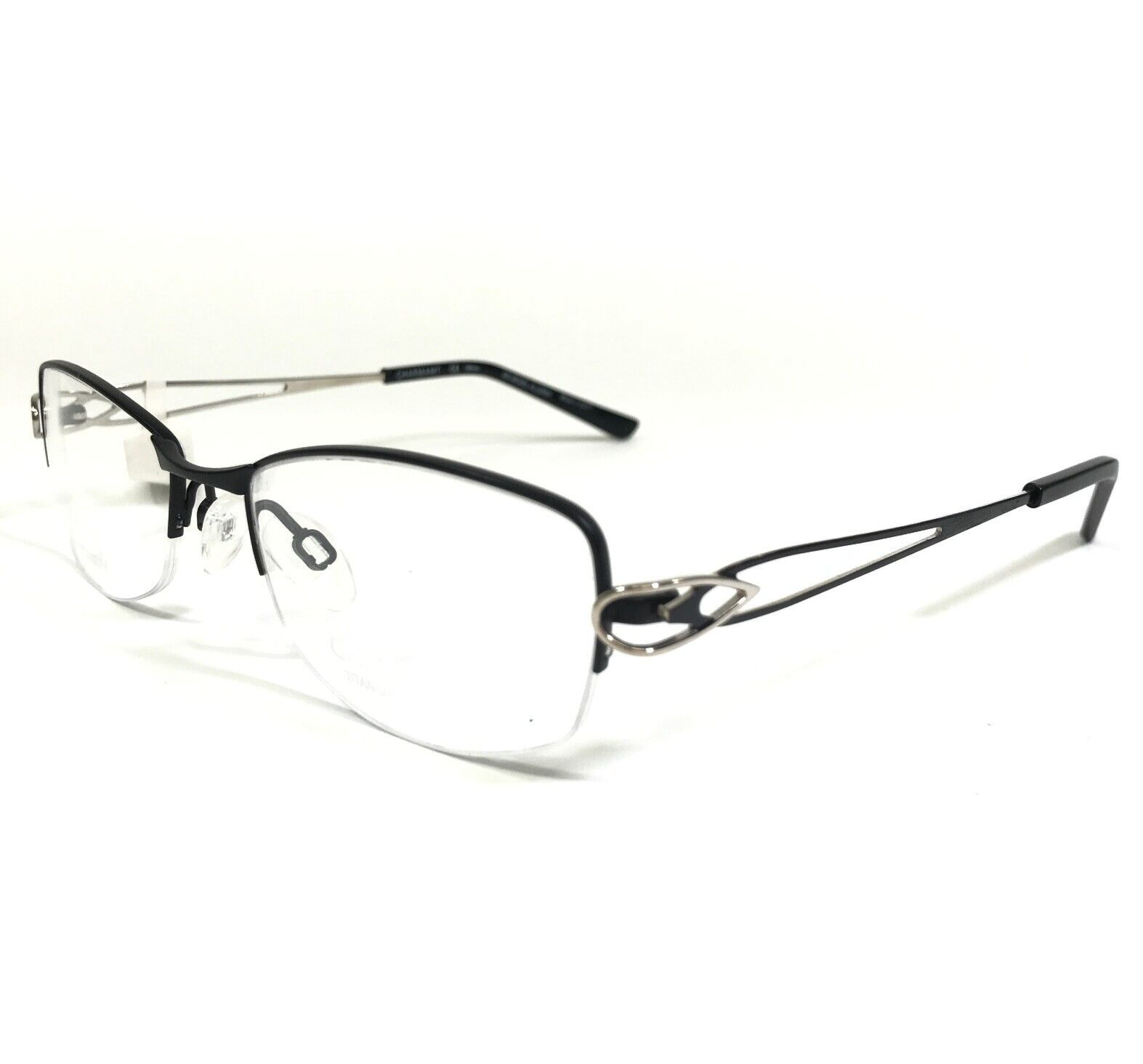 Charmant Eyeglasses Frames CH12140 BK Black Silver Cat Eye Half Rim 51 ...