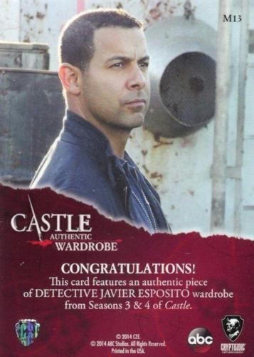 Castle Seasons 3 & 4 Javier Esposito Wardrobe Costume Card M13 | eBay
