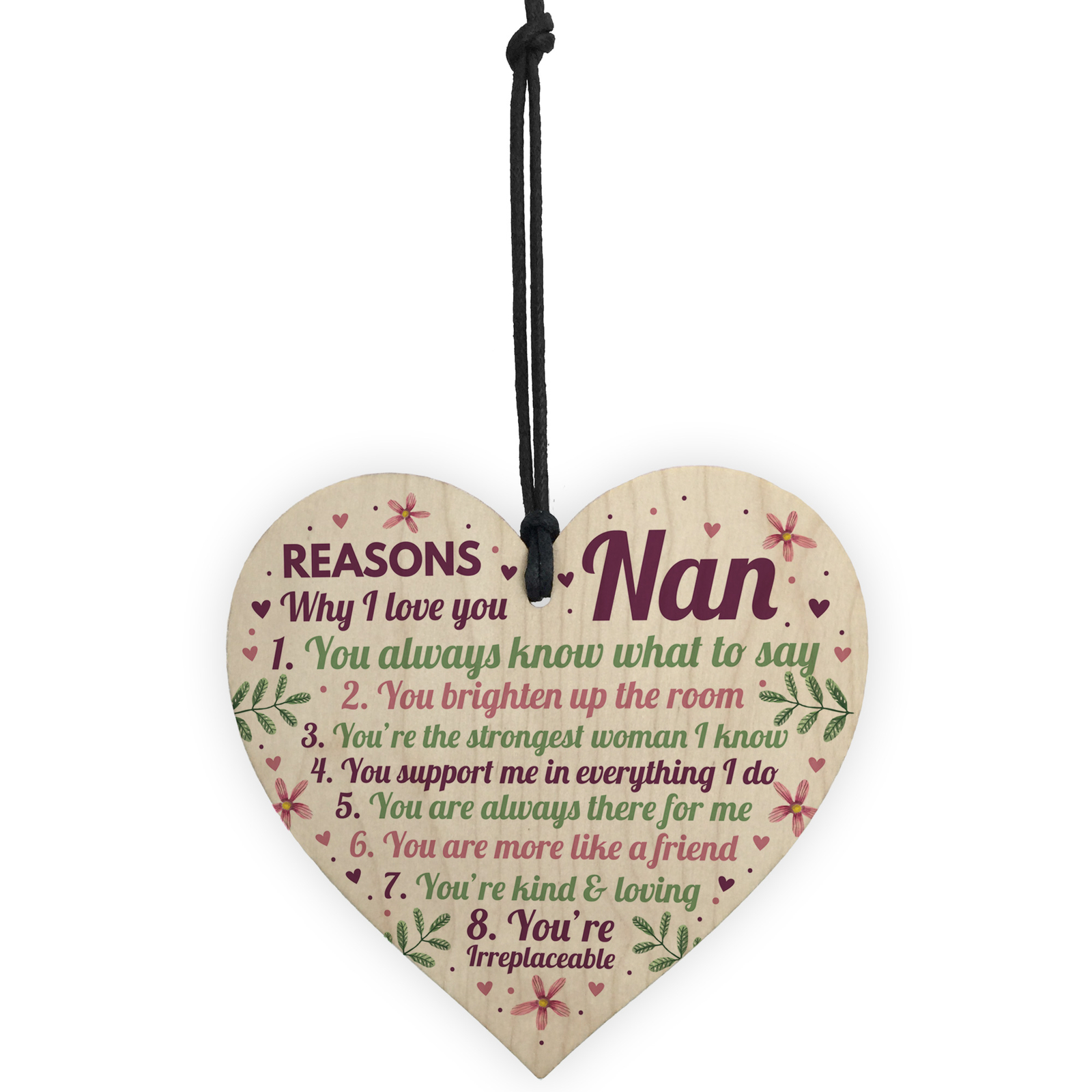 Why I Love You Nan Gifts Wooden Heart Nan Cards From Grandson ...