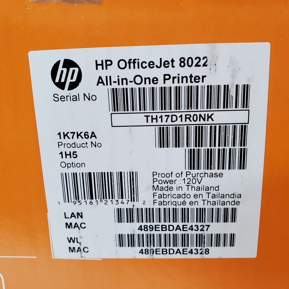 HP OfficeJet 8022e All-in-One Wireless Color Inkjet Printer NEW OPEN ...