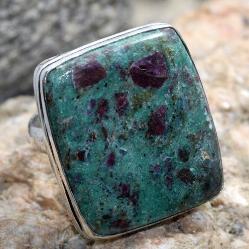 Ruby Fuchsite 925 Silver Plated Gemstone Ring US 6.5 Fast-Selling Gift ...