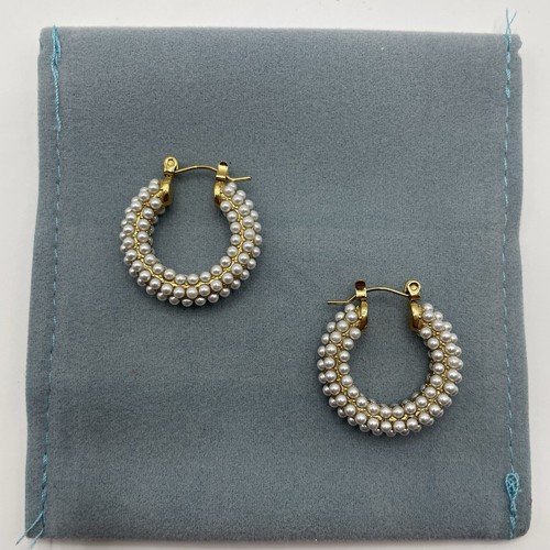 Elegant Marrin Costello Audrey Pearl Hoops - 14k Gold Plated - Pre ...