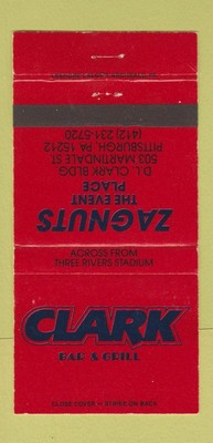 Matchbook Cover - Zagnuts Pittsburgh PA Clark Bar Grill 30 Strike | eBay