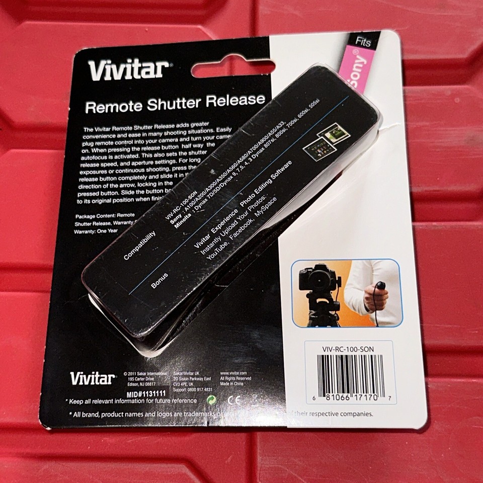 Vivitar Remote Shutter Release For Sony A700 A800 | eBay