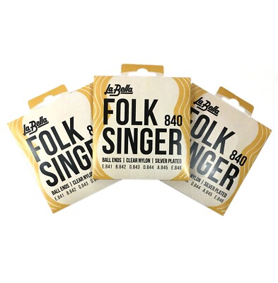 La Bella Guitar Strings 3 Sets Folk Singer #840 Ball End Nylon for Folk ...