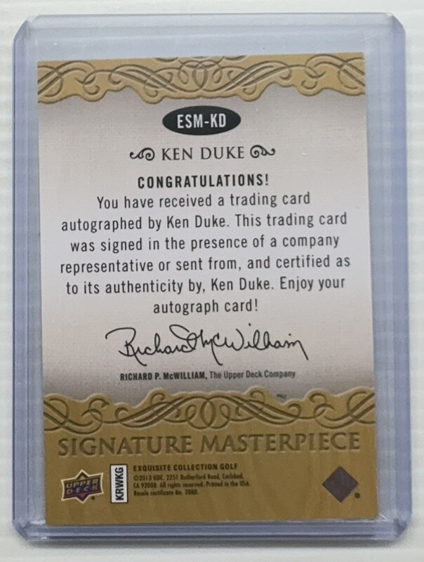 2014 UD Exquisite Collection Golf Ken Duke Signature Masterpiece Auto ...