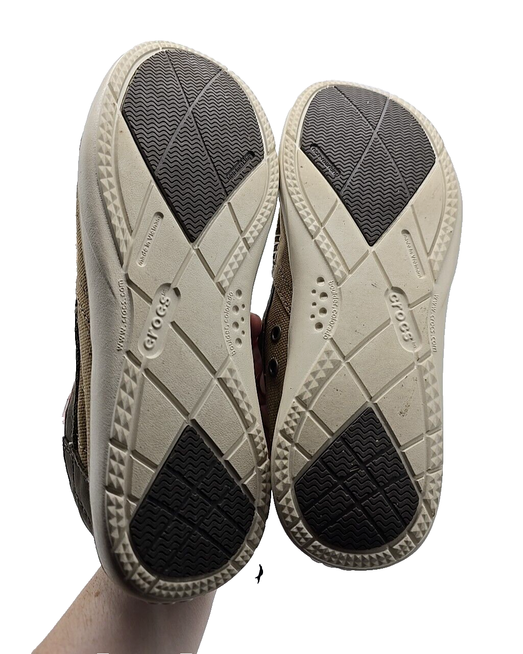 Crocs Walu Luxe 203473 Brown Canvas Slip On Loafer Casual Shoes Men's ...