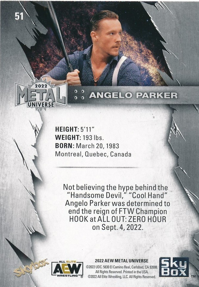 #51 ANGELO PARKER 2022 SkyBox AEW Metal Universe | eBay