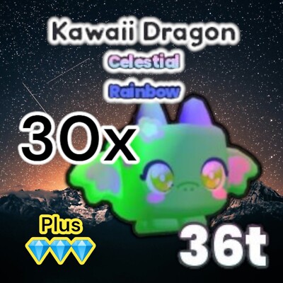 Pet Simulator 99. 30x Rainbow Kawaii Dragon + 3M Diamonds. PS99. Same ...
