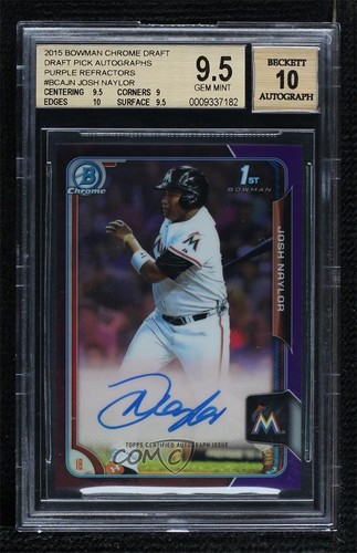 2015 Bowman Draft Chrome Pick Purple Refractor Josh Naylor BGS 9.5 GEM ...