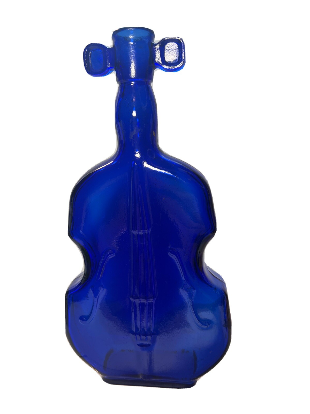 Vintage Cobalt Blue Glass Violin Fiddle Shaped Bottle Vase 8" #5 Cello ...