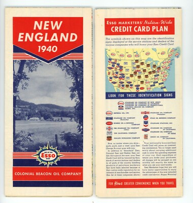 Vintage 1940 New England Road Map – Colonial Beacon Oil Co. (Esso) | eBay