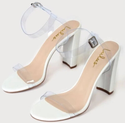 LULU’s Jac White Clear Ankle PVC Strap Heels - Size 8 | eBay